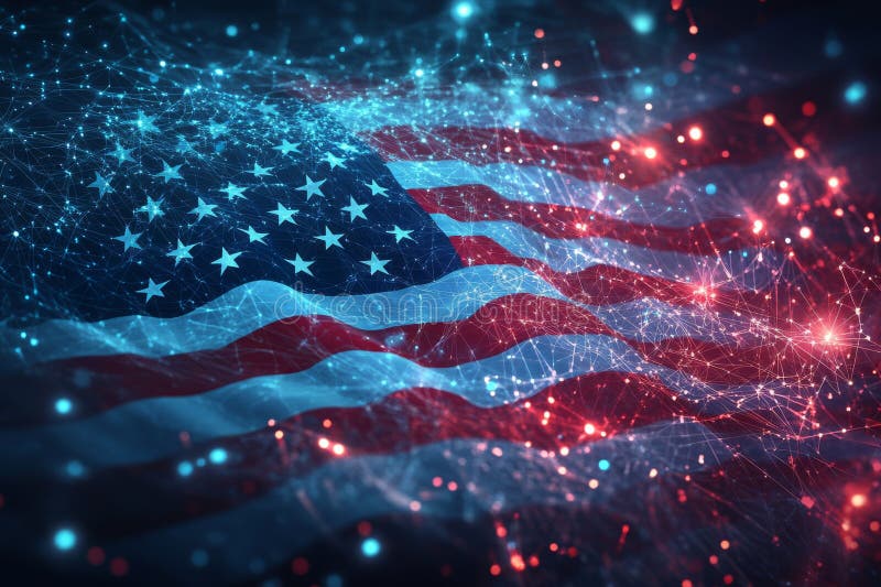 An Exquisite Dynamic Abstract Artwork Representing the American Flag ...