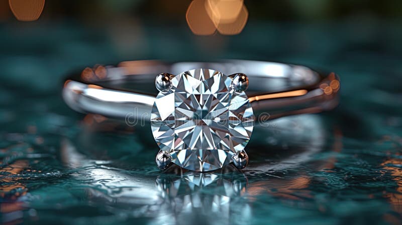 An Exquisite Engagement Ring with a Bright Diamond, Flickering Light ...