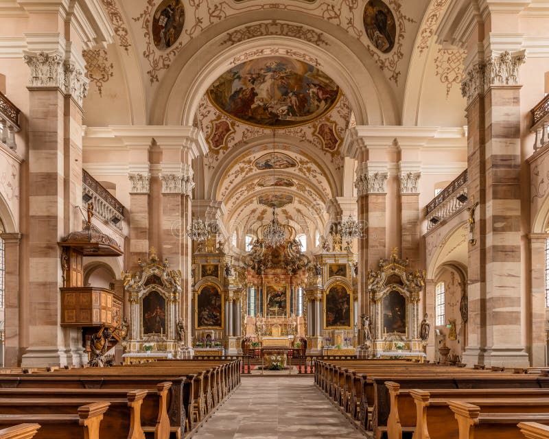Exquisite Example of Baroque Architecture, the Abbey of Ebersmunster in ...