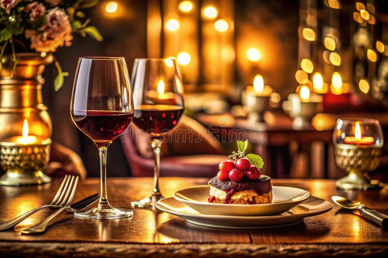 Exquisite Fine Dining Experience Luxurious Table Setting with Rich Red ...