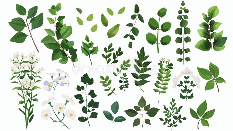Exquisite Floral Design Elements Set with Flowers, Leaves, and Plants ...