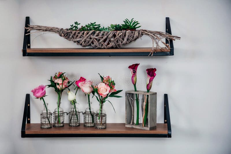 Exquisite Flower Shop Wall Display Stock Photo - Image of wall, bouquet ...