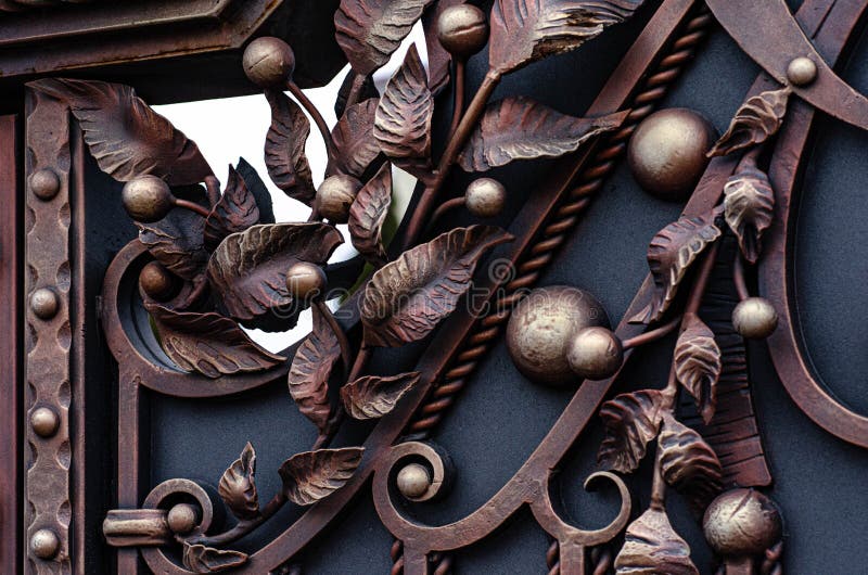 Exquisite Forged Metal Gate Elements Stock Image - Image of light ...