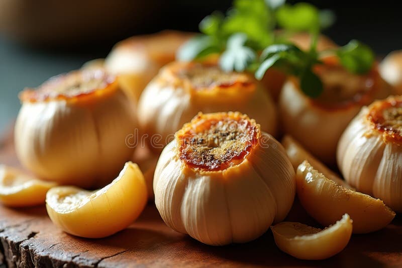 Exquisite Garlic Dish with Fresh Ingredients and Gourmet Presentation ...