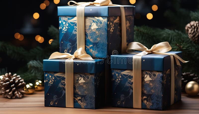 Exquisite Gift Boxes: a Stunning Display of Blue, Gold, and Fine Stock ...