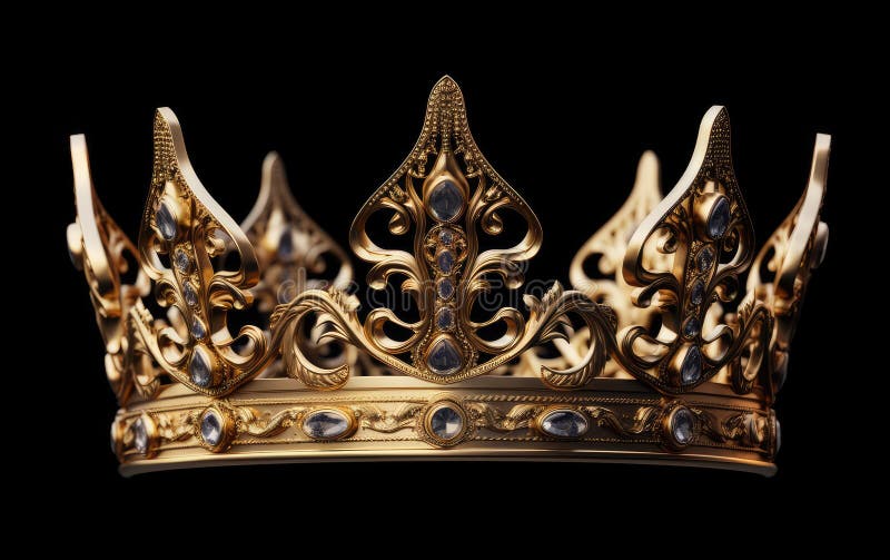 Exquisite Gilded Crown Set Against a Backdrop of Deep Black. a Creation ...