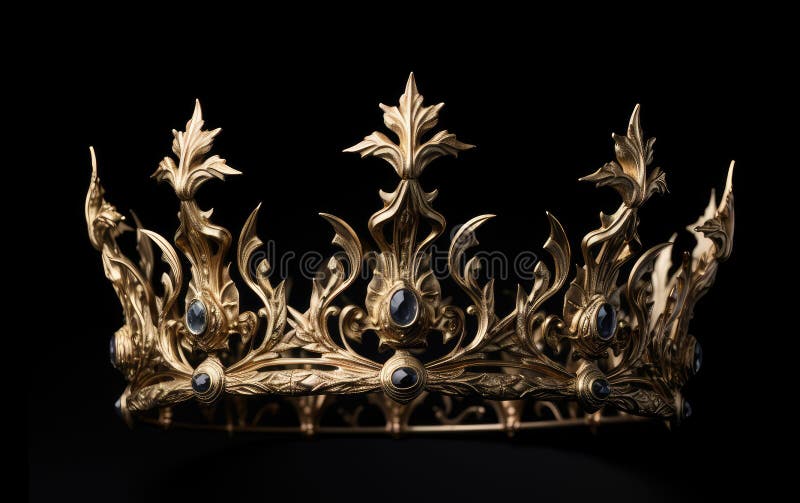 Exquisite Gilded Crown Set Against a Backdrop of Deep Black. a Creation ...
