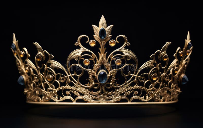 Exquisite Gilded Crown Set Against a Backdrop of Deep Black. a Creation ...