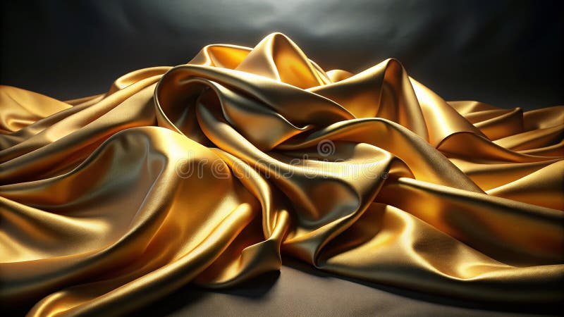 Exquisite Gold Fabric Drape Against a Striking Black Background a ...