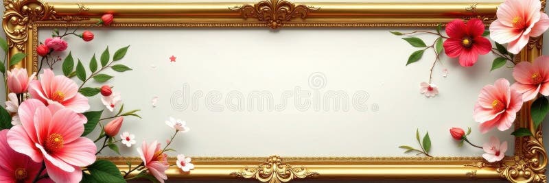 Exquisite Gold Frame, Floral Details, Clean Background , Graphic ...