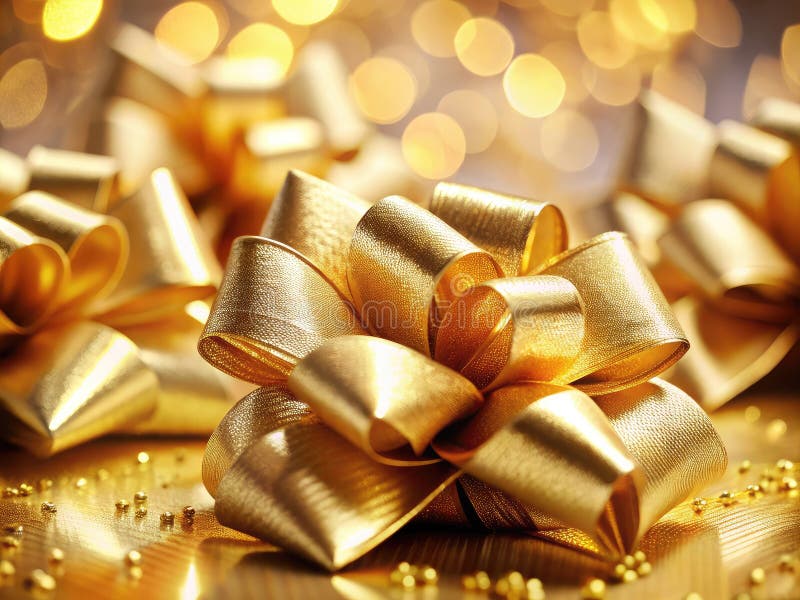 Exquisite Gold Gift Bows: Stunning Visuals for Elevating Gift Wrapping ...