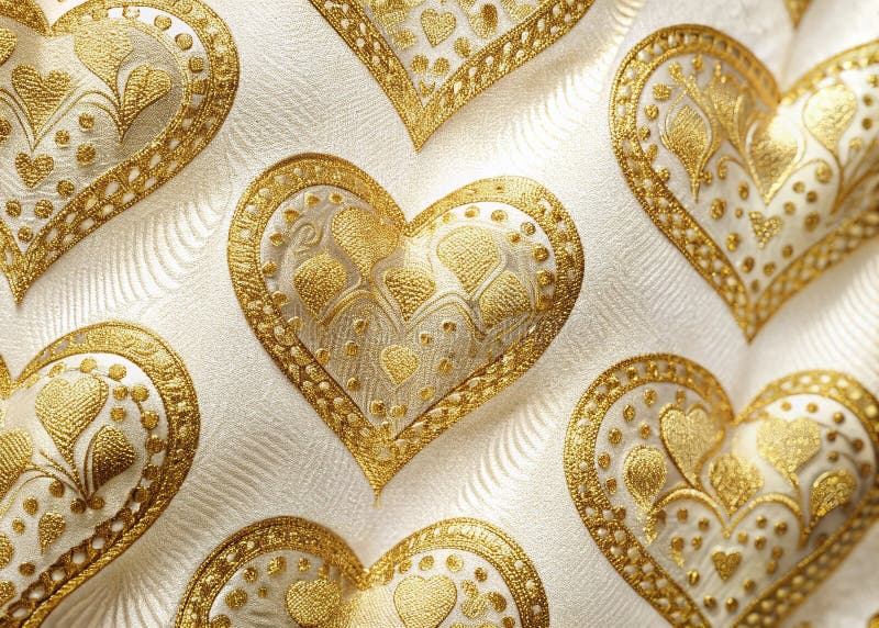 Exquisite Gold Heart Pattern on White Background a Stunning Detailed ...