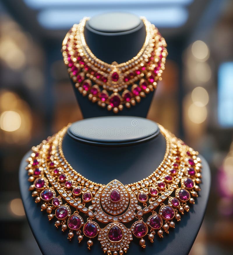 Exquisite Gold Jewelry Set Featuring Ruby and Diamond Embellishments in ...