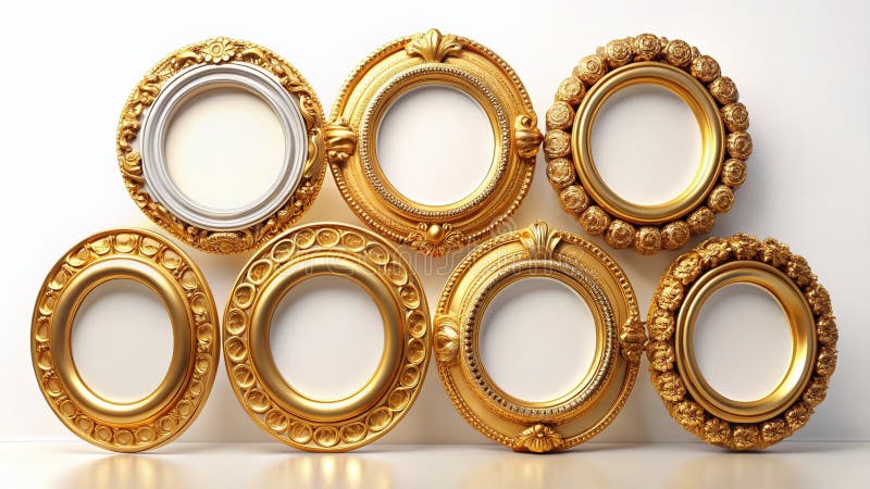 Exquisite Gold Round Frames a Luxurious Mockup Set for Premium Product ...