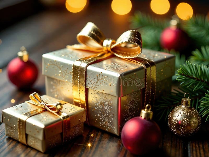 Exquisite Gold and Silver Christmas Gift Boxes Luxurious Holiday ...