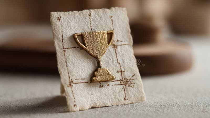 Exquisite Gold Trophy on Vintage Paper - a Masterpiece of Handcrafted ...