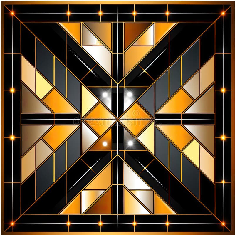 Exquisite Golden Stained Glass Pattern with Symmetrical Arrangement ...