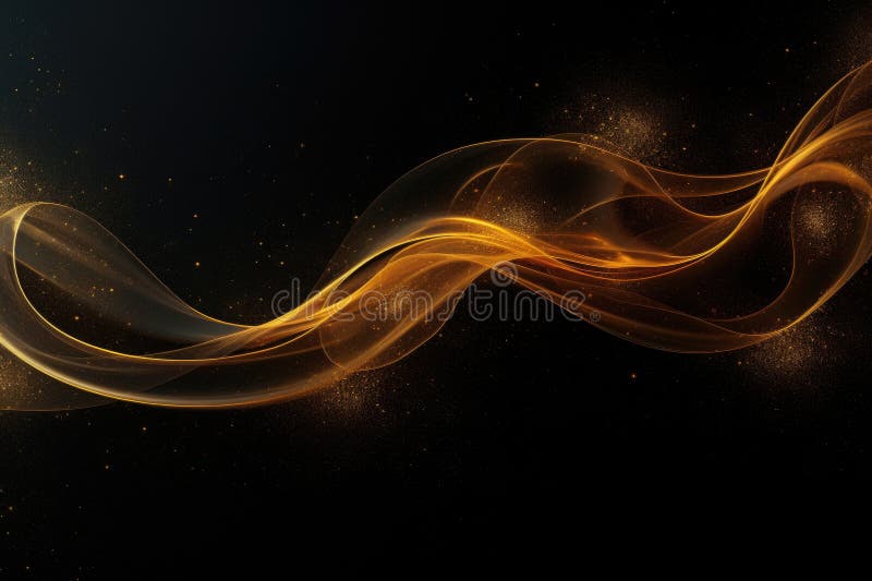 An Exquisite Golden Swirl Gracefully Dances on a Deep Black Background ...