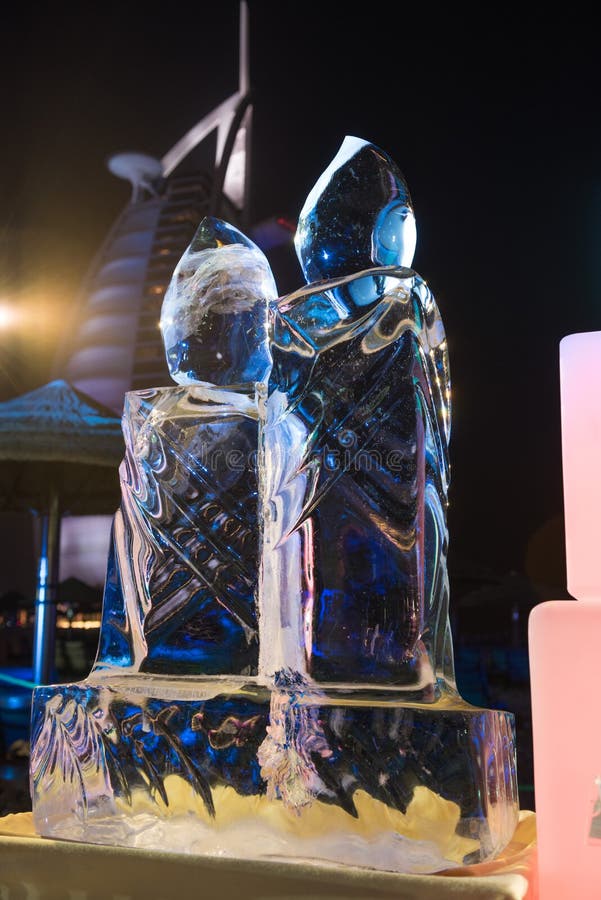 Exquisite Hand Made Ice Sculpture at a Beach Brunch in Dubai,uae Stock ...