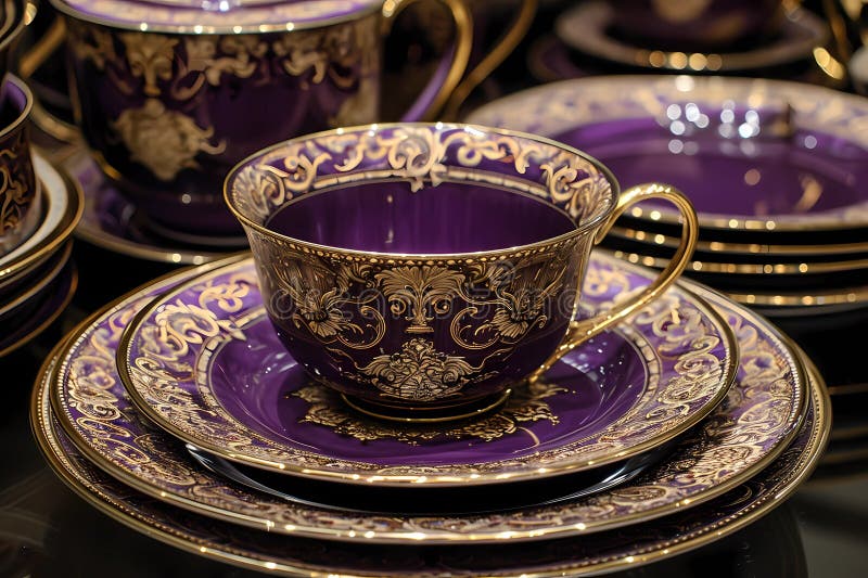 Exquisite Hand-painted Dinnerware, Enigmatic, Amethyst Purple Stock ...