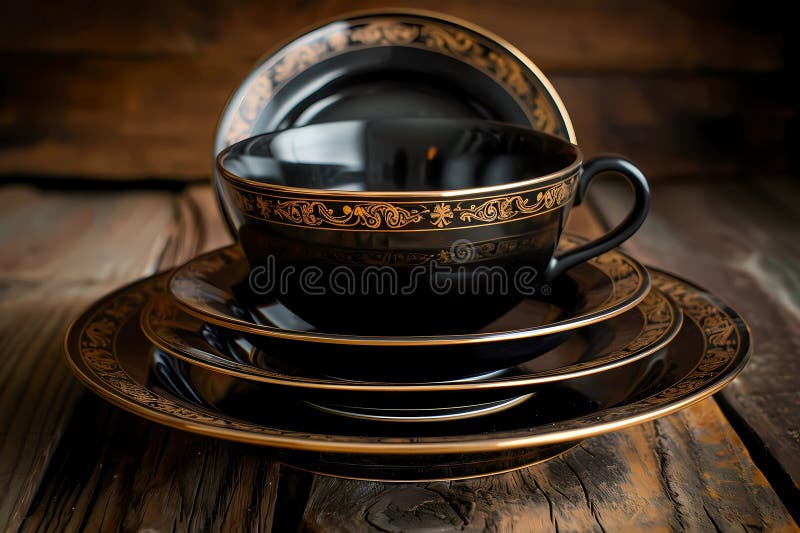 Exquisite Hand-painted Dinnerware, Velvety, Midnight Black Stock ...