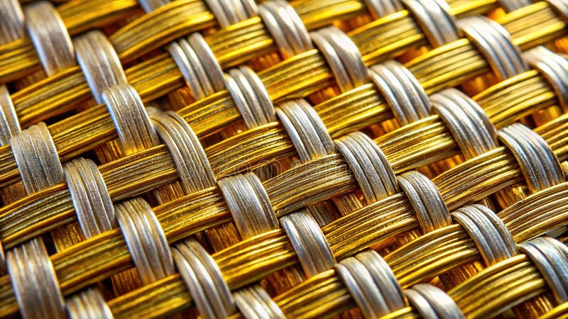 Exquisite Handwoven Gold and Silver Thread Wicker Pattern a Luxurious ...