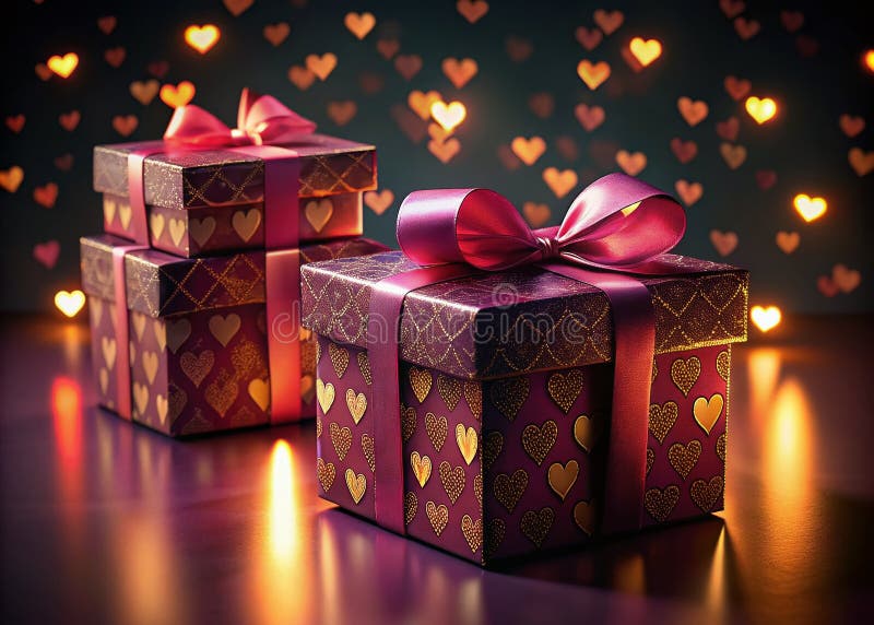 Exquisite Heart-Shaped Gift Boxes: Elegant Low-Light Gift Wrapping ...