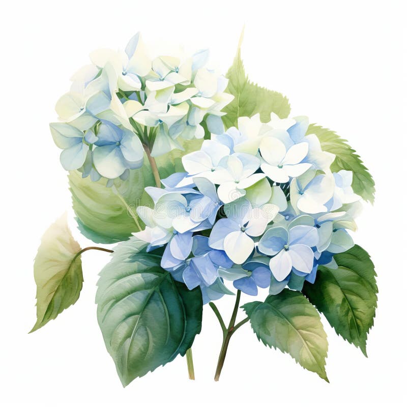 Exquisite Hydrangea Illustration on a Pristine White Background Stock ...