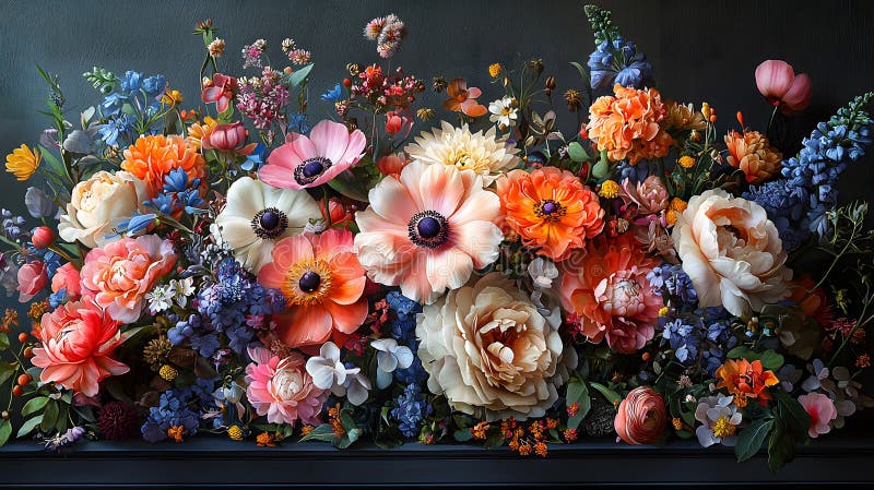 Hyper-detailed Flower Bouquet in a Mesmerizing Color Palette Stock ...