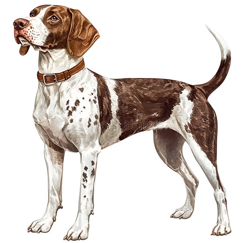 A Striking Illustration of a Brown and White Pointer Dog this Detailed ...