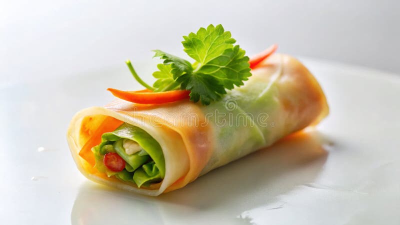 Delicate Spring Rolls on a Pristine White Background a Vibrant Showcase ...