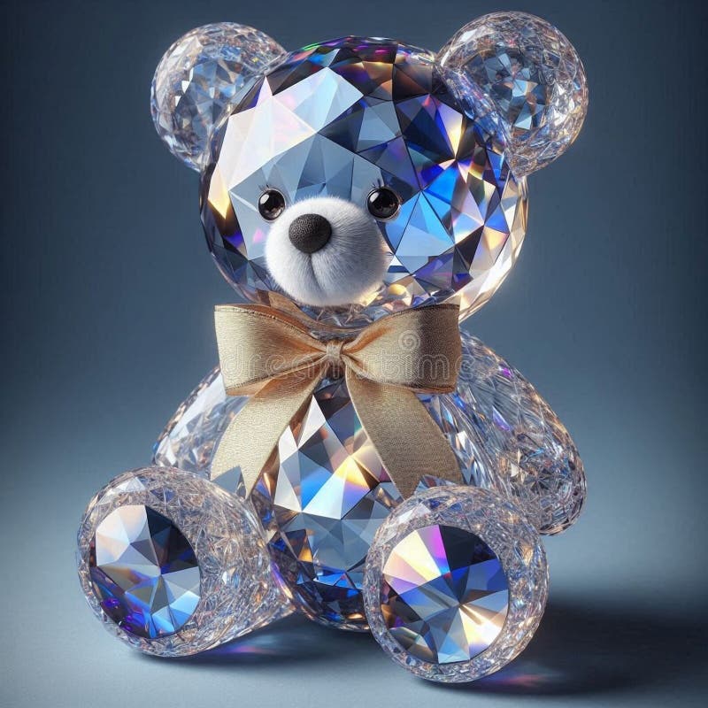 Crystal Teddy Bear: Sparkling Gemstone Bear with Golden Bow Stock ...