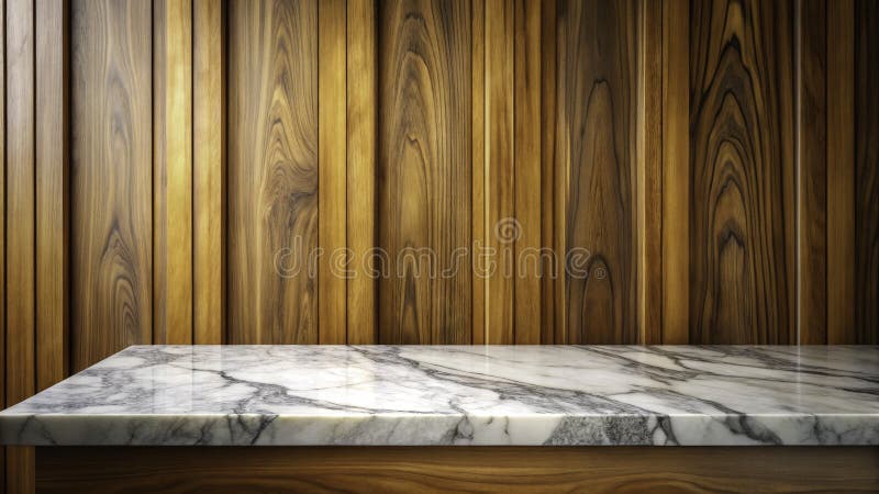 Luxury Display Showcase an Elegant Empty Marble Top and Wooden Wall ...