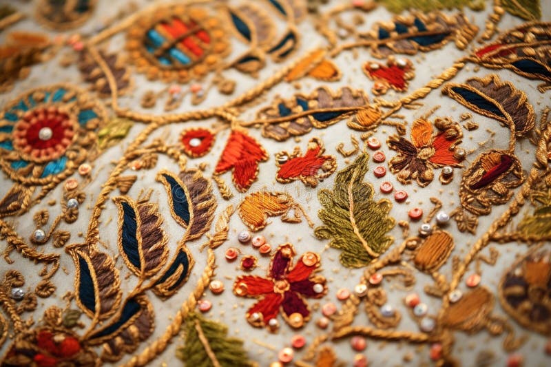 Exquisite Indian Embroidery with Ancient Designs Stock Illustration ...