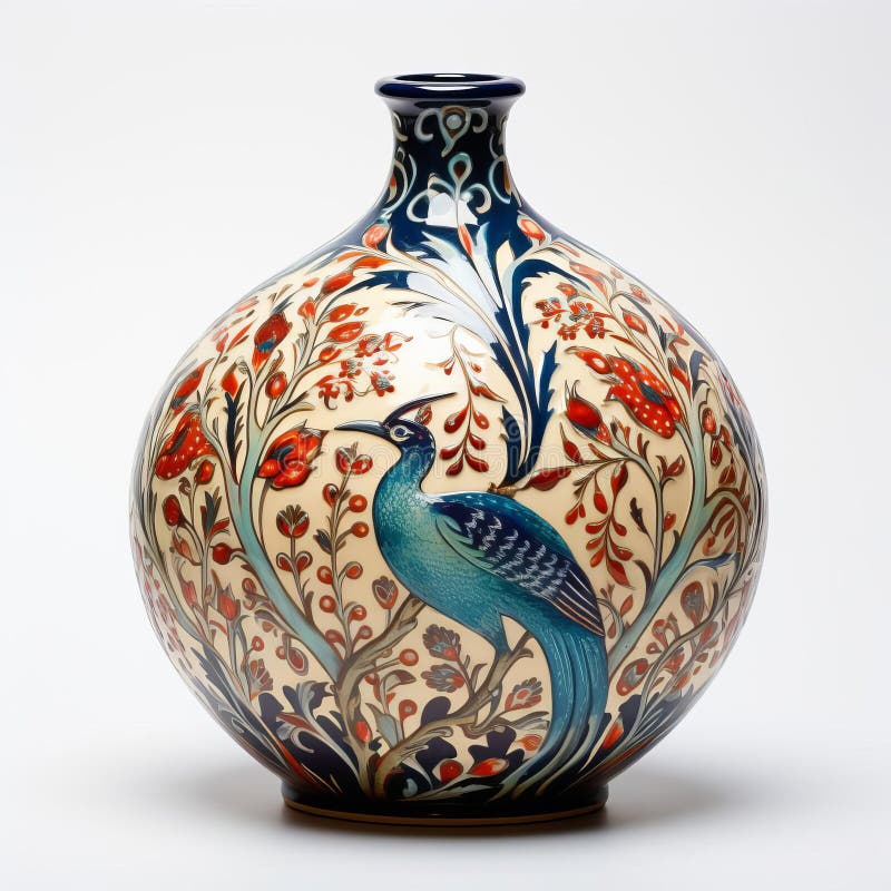 Exquisite Iranian Art Pottery Ceramic Vase with Floral Design Stock ...