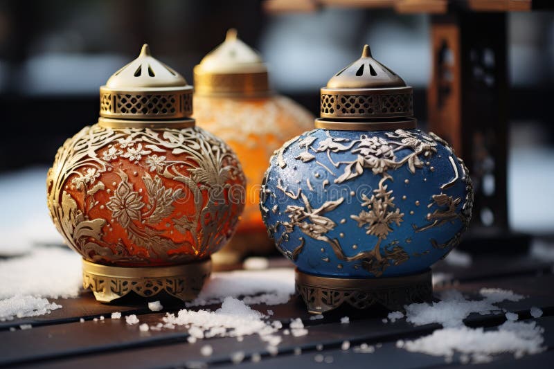 Exquisite Lanterns Adorned with Intricate Carvings and Patterns, Set ...