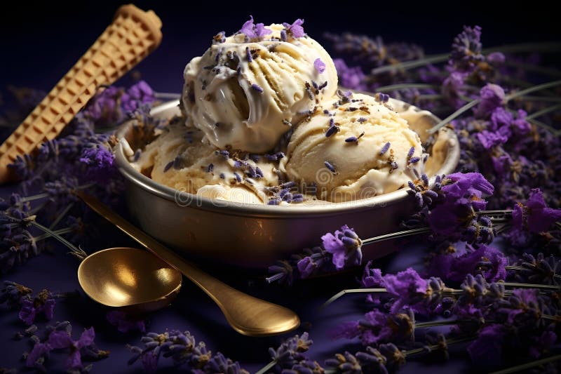 Exquisite Lavender Honey Swirl Gelato Stock Illustration - Illustration ...