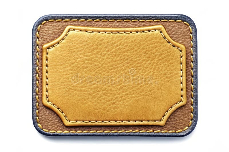Exquisite Leather Patch with Tan Texture and Intricate Stitching on a ...