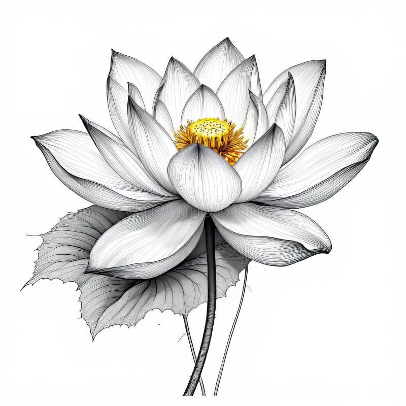 Exquisite Lotus Pencil Illustration a Detailed Botanical Study of ...