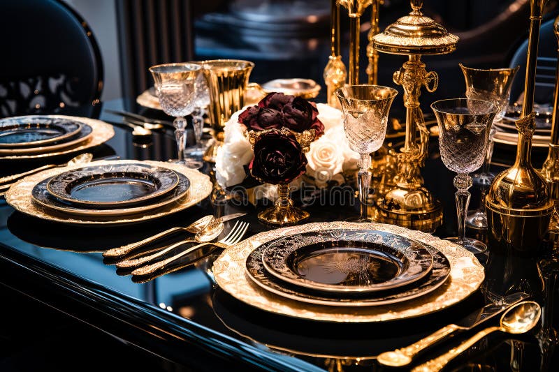 Exquisite Luxurious Table Setting for a Celebration Stock Illustration ...