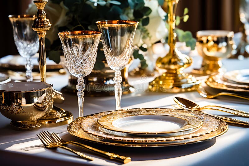 Exquisite Luxurious Table Setting for a Celebration Stock Illustration ...