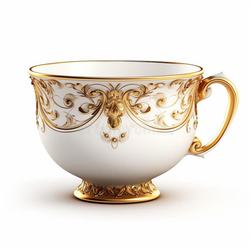 Exquisite Luxury Teacup with Intricate Gold Filigree Designs Stock ...