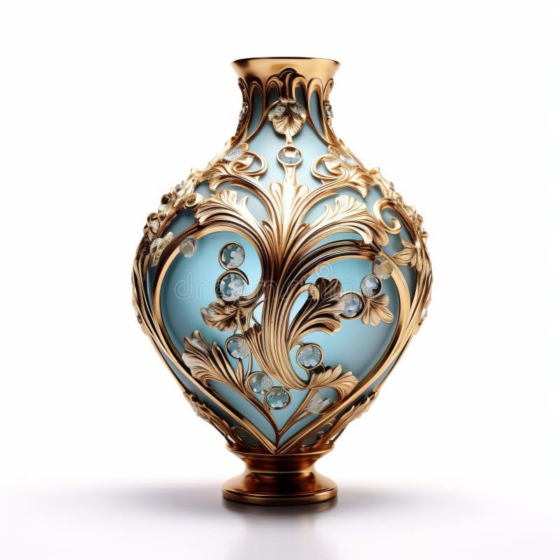 Exquisite Luxury Vase with Delicate Floral Pattern on White Stock ...