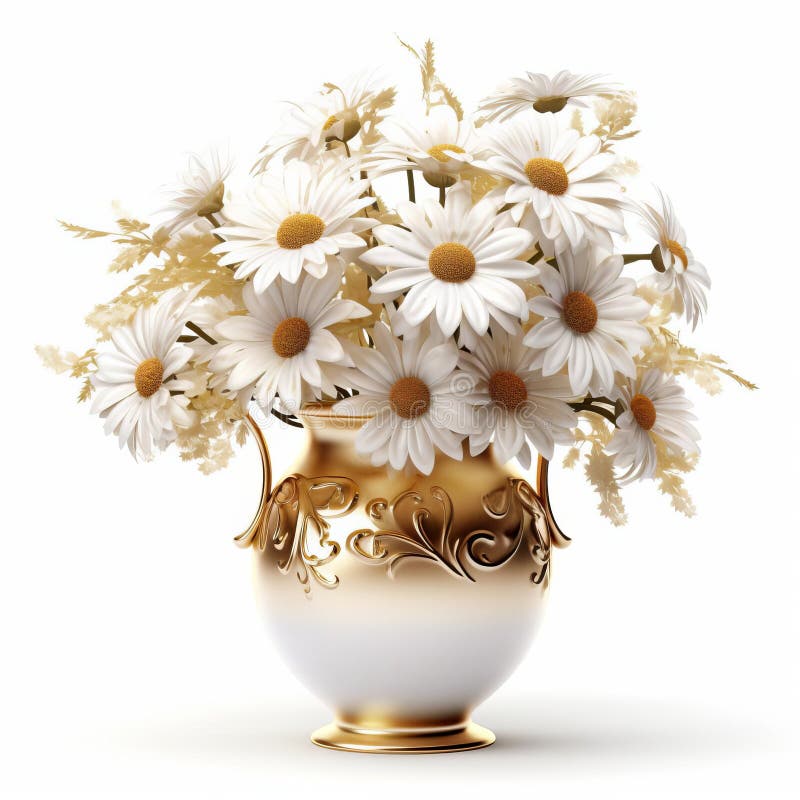 Exquisite Luxury Vase Showcases Stunning White Daisies Elegance Stock ...