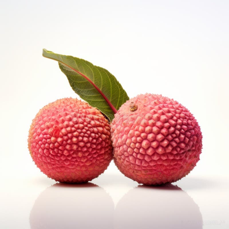 Exquisite Lychee: a Monochromatic Delight on White Background Stock ...