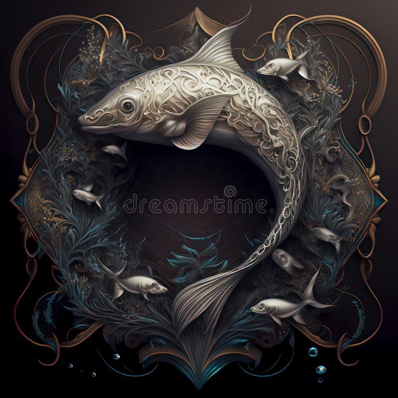 Exquisite Metal Art, Filigree Fish in Ornate Design Stock Illustration ...