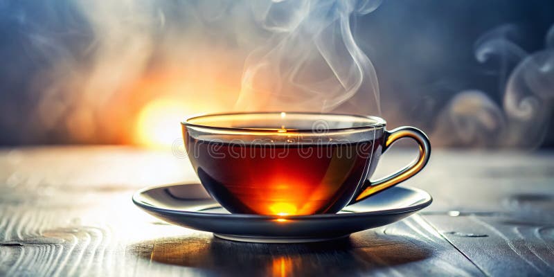 Exquisite Miniature Black Teacup and Steaming Tea a TiltShift ...