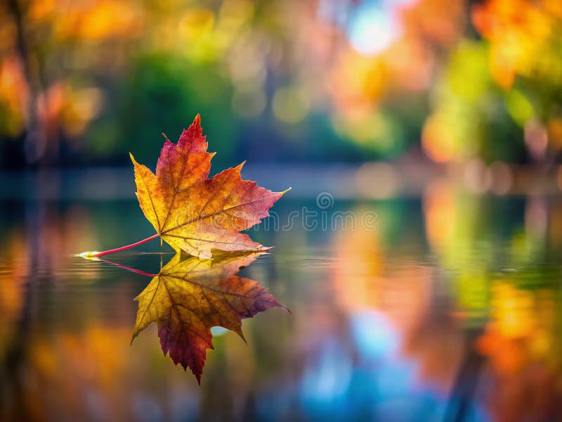 Exquisite Miniature Pond a Single Leafs Reflection in a Tilted World ...