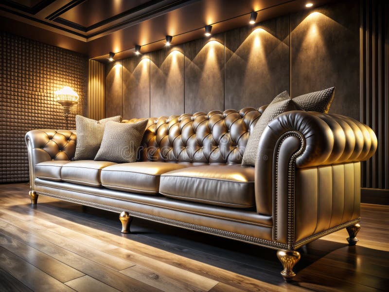 Exquisite Modern Couch Sleek Design Dramatic Lighting and Opulent ...