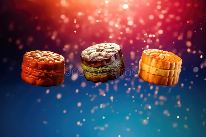 Exquisite Mooncakes with Intricate Patterns - Generative AI Stock ...